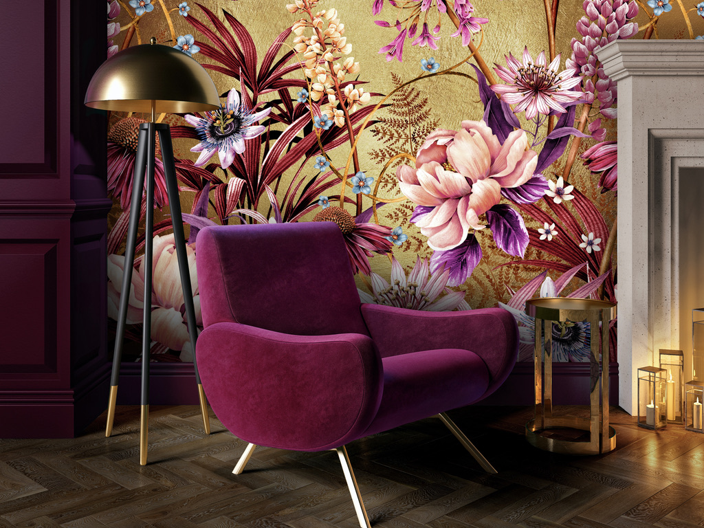 Modern maximalism: Golden wallpaper adds a bold touch - Goodhomes ...