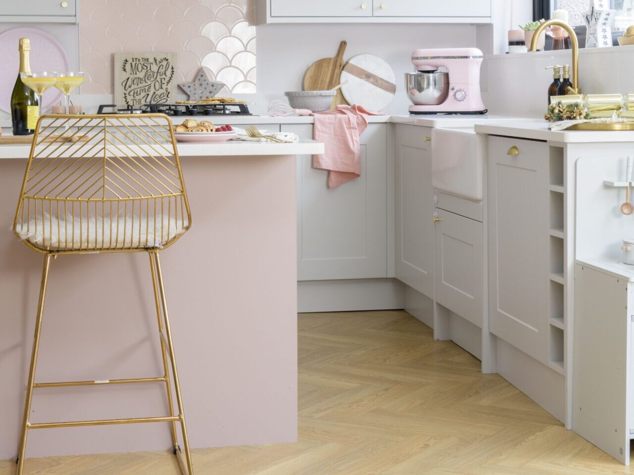 Pink and gold Art Deco kitchen makeover - Goodhomes Magazine ...